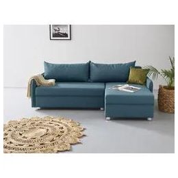 Ecksofa Collection AB "Sunny L-Form" Sofas Gr. B/T: 218cm x 141cm, Struktur, Recamiere beidseitig montierbar, blau (petrol) inkl. Bettfunktion und Bettkasten