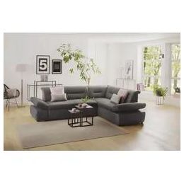 Ecksofa Inosign "Avesa L-Form", grau (anthrazit), B:275cm H:80cm T:211cm, 100% Polyester, Sofas, Wahlweise mit Arm- und Bettfunktion, B/T/H: 275/211/80 cm