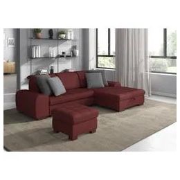 Sit & More Ecksofa SIT&MORE "Luxor L-Form" Sofas Gr. B/H/T: 275 cm x 82 cm x 173 cm, Luxus-Microfaser ALTARA NUBUCK, mega-Recamiere rechts, ohne Bettfunktion-ohne Bettkasten-ohne Kopfteilverstellung, rot (bordeaux) wahlweise mit Bettfunktion, Bettkasten und Kopfteilverstellung