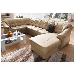 Sit & More Wohnlandschaft SIT&MORE "Savona U-Form" Sofas Gr. B/H/T: 320 cm x 90 cm x 211 cm, NaturLEDER, Recamiere rechts, mit Bettfunktion, braun (cafe) wahlweise mit Bettfunktion, inklusive Federkern, frei im Raum stellbar