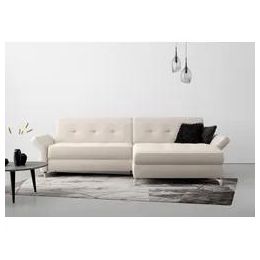 Ecksofa Inosign "Maredo L-Form" Sofas Gr. B/H/T: 284cm x 89cm x 179cm, Luxus-Microfaser Euphoria, mega-Recamiere rechts, mit Kopfteilverstellung, mit Armteilfunktion, mit Vorziehsitz motorisch und mit Bettkasten, grau (elephant) Federkern, wahlweise auch mit Kopfteil- und Armlehnverstellung