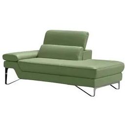 Ottomane Egoitaliano "Princess, elegantes Designsofa mit erstklassigem Sitzkomfort" Sofas Gr. B/H/T: 177 cm x 95 cm x 108 cm, Leder CAREZZA, Armlehne links, grün (sprite) inkl. verstellbarem Kopfteil und edle Designmetallfüße