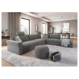 Sit & More Ecksofa SIT & MORE "Cadabra L-Form" Sofas Gr. B/H/T: 356cm x 80cm x 292cm, Struktur fein, Ottomane rechts, grau Breite 356 cm, mit Sitztiefenverstellung