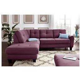 Sit & More Ecksofa SIT & MORE "Varese L-Form", lila (aubergine), B:240cm H:91cm T:214cm, Luxus-Microfaser (100% Polyester)IStruktur fein (100% Polyester)IFlachgewebe (95% Polyester, 5% Polyamid), Sofas, mit Federkern, wahlweise mit Bettfunktion und Stauraum