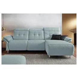 Ecksofa Places of Style "Manhattan L-Form" Sofas Gr. B/H/T: 270cm x 102cm x 168cm, Struktur, Recamiere rechts, blau (aqua) 2 Sitze mit elektrischer Relaxfunktion, verstellbare Armlehnen