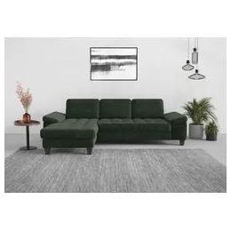 Sit & More Ecksofa SIT & MORE "Westham L-Form" Sofas Gr. B/H/T: 275cm x 88cm x 172cm, Struktur weich, Recamiere links, ohne Bettfunktion-ohne Bettkasten-ohne Armlehnfunktion-ohne Sitztiefenverstellung-mit Federkern, grün (jungle) Recamiere, mit oder ohne Bettfunktion, Bettkasten, Füße wengefarben