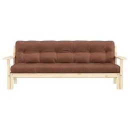 Schlafsofa KARUP DESIGN "Unwind" Sofas Gr. B/H/T: 190cm x 14cm x 92cm, Baumwollmix, braun (clay brown) Mit Holzstruktur, inkl. Futonmatratze, Liegefläche 130x190 cm