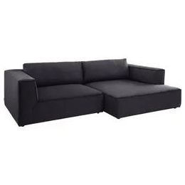 Ecksofa Tom Tailor HOME "Big Cube Style" Sofas Gr. B/H/T: 270cm x 83cm x 160cm, Struktur fein TBO, Recamiere rechts, grau (anthracite tbo 9) mit cleanen Stegkissen, extra große Sitztiefe, Breite 270cm