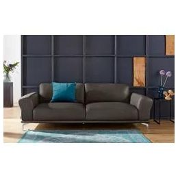 2,5-Sitzer W.Schillig "montanaa" Sofas Gr. B/H/T: 232 cm x 78 cm x 94 cm, Longlife Xtra-Leder Z59, braun (braun z59) mit Metallfüßen in Chrom glänzend, Breite 232 cm