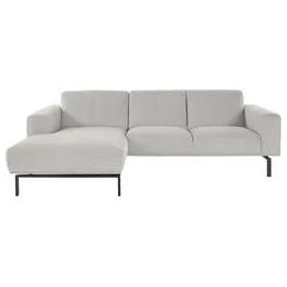 Ecksofa Andas "Lungre, L-Form" Sofas Gr. B/H/T: 280 cm x 82 cm x 163 cm, Struktur weich, Recamiere links, Ecksofa XXL, silberfarben (silver lining) in verschiedenen Größen, extra hohe Füße aus Metall