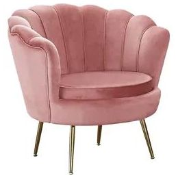 Loungesessel Salesfever "Clam" Sessel Gr. Samtvelours, B/H/T: 76 cm x 78 cm x 76 cm, rosa (rose) extravagantes Muscheldesign