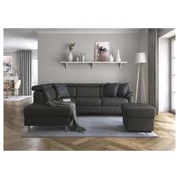 Sit & More Ecksofa SIT & MORE "Freetown L-Form" Sofas Gr. B/H/T: 252cm x 84cm x 216cm, NaturLEDER, Ottomane links, ohne Bettfunktion-ohne Stauraum, schwarz inklusive Kopfteilverstellung und komfortablem Federkern