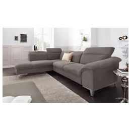 Ecksofa COTTA "Teresa L-Form", grau (elefant), B:293cm H:84cm T:232cm, Chenille (90% Polyester; 10% Polyamid ), Struktur (100% Polyester ), Sofas, wahlweise mit Bettfunktion