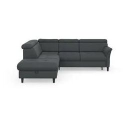 Sit & More Ecksofa SIT & MORE "Marano L-Form", grau (dunkelgrau), B:252cm T:216cm, 100% Polyester, Sofas, inklusive Kopfteilverstellung, wahlweise mit Bettfunktion, Bettkasten