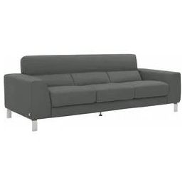 3-Sitzer Calia italia "Simon, toller Sitzkomfort, italienisches Designsofa" Sofas Gr. B/H/T: 232cm x 81cm x 94cm, Leder BULL, grau in zwei Lederqualitäten