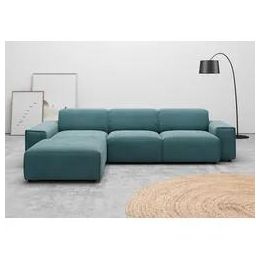 Ecksofa Andas "Glimminge auch in Breitcord, Feincord, Bouclé + Easy care-Bezug" Sofas Gr. B/H/T: 294cm x 71cm x 191cm, Cord, Recamiere links, blau (petrol) L-Form, Breite 294, Zierkissen