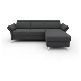 Sit & More Ecksofa SIT&MORE "Vincenzo L-Form" Sofas Gr. B/H/T: 252 cm x 84 cm x 165 cm, Flachgewebe, Recamiere rechts, mit Kopfteilverstellung-mit Bettfunktion-mit Bettkasten, grau (anthrazit) inklusive Kopfteilverstellung, wahlweise mit Bettfunktion, Bettkasten