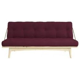 Schlafsofa KARUP DESIGN "Folk" Sofas Gr. B/H/T: 190cm x 90cm x 130cm, Gestell: Natur, rot (bordeaux) aus massiven Kiefernholz, inkl. Futonmatratze