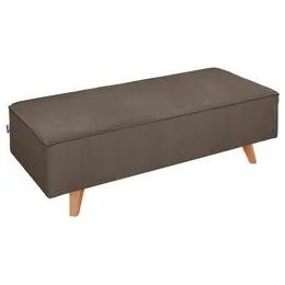 Hocker Tom Tailor HOME "NORDIC CHIC" Gr. B/H/T: 137cm x 42cm x 61cm, Samtstoff STC, braun (wood stc 4) Polsterhocker mit Kedernaht, Breite 137 cm, Füße Buche natur