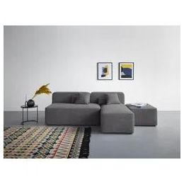 Ecksofa Andas "Sundstrup L-Form" Sofas Gr. B/H/T: 220cm x 76,5cm x 153cm, Struktur weich, Ottomane links, grau (anthrazit) Modulserie, individuelle Zusammenstellung