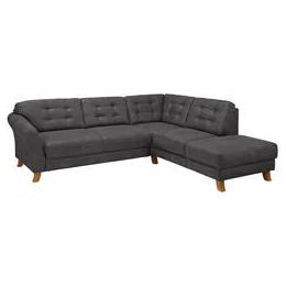 Ecksofa Home Affaire "Trondheim L-Form" Sofas Gr. B/H/T: 260cm x 89cm x 90cm, Luxus-Microfaser, Ottomane rechts, ohne Bettfunktion, grau (anthrazit) mit Federkern