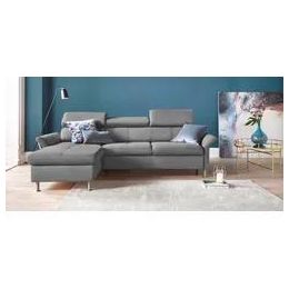 Ecksofa exxpo - SOFA FASHION "Maretto, bequem und komfortabel, L-Form", grau, B:257cm H:96cm T:167cm, Luxus-Microfaser (100% Polyester), Sofas, inkl. Kopf- bzw. Rückenverstellung, wahlweise mit Bettfunktion