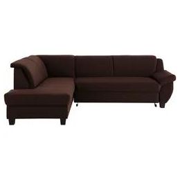 Ecksofa Home Affaire "Yesterday L-Form" Sofas Gr. B/H/T: 254cm x 80cm x 186cm, Microfaser, Ottomane links, mit Bettfunktion, braun wahlweise mit Bettfunktion, auch in Cord