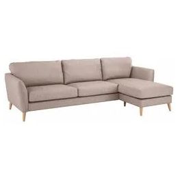 Ecksofa Home Affaire "MARSEILLE (279/152cm),L-Form, Rec. rechts/links" Sofas Gr. B/H/T: 279cm x 88cm x 152cm, Struktur fein, Chaiselongue rechts, beige Massivholzbeine aus Eiche, in verschieden Bezügen und Farbvarianten