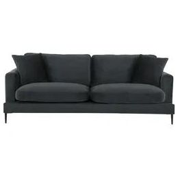 3-Sitzer LEONIQUE "Cozy" Sofas Gr. B/H/T: 211cm x 80cm x 97cm, Samtoptik, grau (anthrazit) mit losen Kissen und Metallbeinen