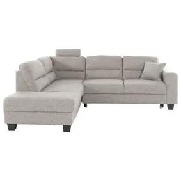 Ecksofa Trendmanufaktur "Chamber, L-Form" Sofas Gr. B/H/T: 245cm x 85cm x 203cm, Struktur grob, Ottomane links, Ohne Schlaffunktion, grau (quiet grey) inklusive einer Kopfstütze, wahlweise mit Schlaffunktion