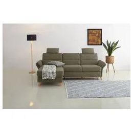 Ecksofa Home Affaire "Westerland L-Form" Sofas Gr. B/H/T: 252cm x 90cm x 162cm, Struktur, Recamiere links, ohne Bettfunktion, ohne Bettkasten, ohne Armlehnfunktion, grün (khaki) Federkern-Polsterung, wahlweise mit Bettfunktion, Bettkasten