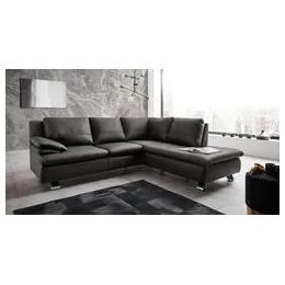 Ecksofa Places of Style "Drover L-Form" Sofas Gr. B/H/T: 250cm x 91cm x 220cm, NaturLEDER LongLife300, Ottomane rechts, grau (daytona) in Echtleder