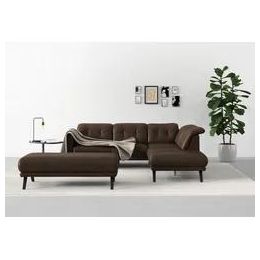 Sit & More Ecksofa SIT & MORE "Scandia L-Form" Sofas Gr. B/H/T: 271cm x 82cm x 214cm, Microfaser, Ottomane rechts, Ohne Kopfteilverstellung-Ohne Armteilfunktion-Mit schwarzen matten Metallfüßen, braun (schokobraun) Wahlweise mit Kopfteilverstellung und Armteilfunktion