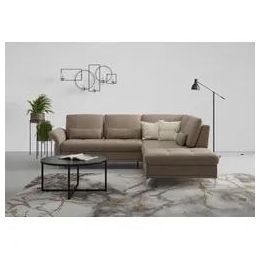 Ecksofa Inosign "Palm Beach L-Form" Sofas Gr. B/H/T: 263cm x 89cm x 224cm, Olympia EASY CLEAN, Ottomane rechts, mit Sitztiefenverstellung-mit Bettfunktiom-mit Stauraum-mit Armteilverstellung, grau (taupe) Federkern, mit Sitztiefenverstellung, wahlweise Bettfunktion