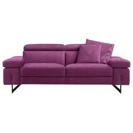 2,5-Sitzer Egoitaliano "Candice" Sofas Gr. B/H/T: 222cm x 100cm x 108cm, Luxus-Microfaser BLUSH, pink (fuchsia) Kopfteile manuell verstellbar, titanumfarbene Kufenfüße