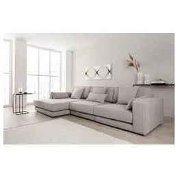 Ecksofa OTTO products "Grenette L-Form" Sofas Gr. B/H/T: 326cm x 77cm x 154cm, Baumwollmix, Ottomane links, grau (hellgrau) Modulsofa, im Baumwoll-Leinenmix oder aus recycelten Stoffen