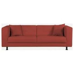 3-Sitzer Inosign "Bengo" Sofas Gr. B/H/T: 202cm x 68cm x 88cm, Kunstleder, rot mit Steppung im Sitz- und Rückenbereich, incl. Zierkissen