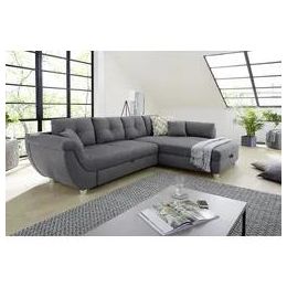 Jockenhöfer Ecksofa JOCKENHÖFER GRUPPE "Maranello L-Form" Sofas Gr. B/T: 330cm x 100cm, Luxus-Microfaser, Ottomane beidseitig montierbar, mit Relaxfunktion-mit Bettfunktion, grau mit großem Stauraum, Gästebett- und Relaxfunktion, Nosagfederung