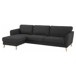 Ecksofa Home Affaire "MARSEILLE (279/152cm),L-Form, Rec. rechts/links", grau (anthrazit), B:279cm H:88cm T:152cm, Struktur fein (58% Polyester, 22% Polypropylen), Filzoptik (100% Polyester), Webstoff (100% Polyester), Sofas, Massivholzbeine aus Eiche, in verschieden Bezügen und Farbvarianten