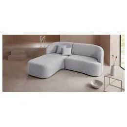 Ecksofa LeGer Home by Lena Gercke "Dilara L-Form" Sofas Gr. B/H/T: 200 cm x 87 cm x 165 cm, Struktur fein, Ottomane links, grau (hellgrau) gerundete Rückenlehne und Front, in 3 Bezugsqualitäten