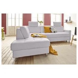 Sit & More Ecksofa SIT & MORE "Pablo L-Form" Sofas Gr. B/H/T: 233cm x 80cm x 196cm, Luxus-Microfaser, Ottomane links, ohne Funktion, silberfarben (silber) wahlweise mit Bettfunktion und Bettkasten