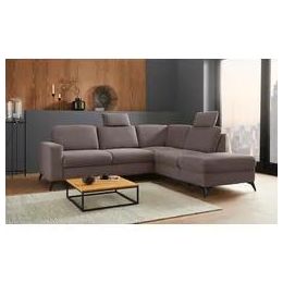 Ecksofa Places of Style "Lolland L-Form" Sofas Gr. B/H/T: 249cm x 88cm x 212cm, Struktur flausch, Ottomane rechts, ohne Bettfunktion und Stauraum, grau (taupe) Wahlweise mit Bettfunktion und Stauraum, auch abwischbarem Bezug