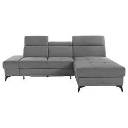 Ecksofa Inosign "Cardiz L-Form" Sofas Gr. B/H/T: 246 cm x 83 cm x 173 cm, Webstoff, Recamiere rechts, mit manuellem Vorziehsitz-mit Bettkasten, grau inkl.Kopfteilverstellung und Federkern wahlweise mit Bettfunktion