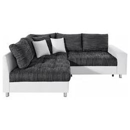 Ecksofa MR. COUCH "Tobi L-Form" Sofas Gr. B/H/T: 226cm x 75cm x 105cm, Luxus-Kunstleder-Struktur, Ottomane links, ohne Bettfunktion, schwarz-weiß (weiß/schwarz-grau) wahlweise mit Kaltschaum (140kg BelastungSitz) und Bettfunktion