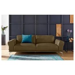 2,5-Sitzer W.Schillig "montanaa" Sofas Gr. B/H/T: 232cm x 78cm x 94cm, Longlife Xtra-Leder Z69, grün (camouflage z69) mit Metallfüßen in Chrom glänzend, Breite 232 cm