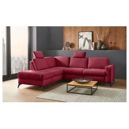 Ecksofa Places of Style "Lolland L-Form" Sofas Gr. B/H/T: 249cm x 88cm x 212cm, Luxus-Microfaser ALTARA NUBUCK, Ottomane links, mit Bettfunktion und Stauraum, rot (bordeaux) Wahlweise mit Bettfunktion und Stauraum, auch abwischbarem Bezug