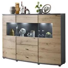 Highboard Inosign "DERA" Sideboards Gr. B/H/T: 160 cm x 117 cm x 41,6 cm, Soft Close, 2 St., braun (braun, grau) Vitrine, Breite 160 cm