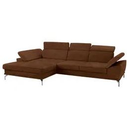 Sit & More Ecksofa SIT&MORE "Scorpio L-Form" Sofas Gr. B/H/T: 311 cm x 85 cm x 181 cm, Luxus-Microfaser, mega-Recamiere links, mit Sitztiefenverstellung-mit Kopfteilverstellung, braun (cognac) inklusive Sitztiefenverstellung, wahlweise mit Kopfverstellung