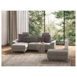 Sit & More Ecksofa SIT & MORE "Padua L-Form", grau (hellgrau), B:277cm H:89cm T:170cm, Sofas, inklusive Sitztiefenverstellung, Armteilfunktion und Federkern