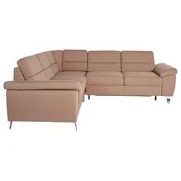 Sit & More Ecksofa SIT & MORE "Sorano L-Form" Sofas Gr. B/H/T: 249cm x 88cm x 229cm, Flachgewebe, langer Schenkel rechts, mit Bettfunktion-mit Bettkasten, braun (macchiato) wahlweise mit Bett- und Relaxfunktion, inkl. Bettkasten